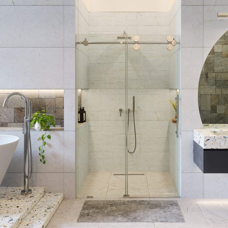 Fine Fixtures 48 W X 80 H Single Sliding Frameless Shower Door